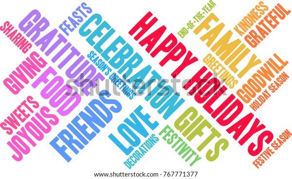 Happy Holidays Word Cloud On White Stock Vector (Royalty Free) 767771377