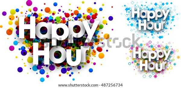 Happy Hour Colour Backgrounds Set Vector Stock Vector (Royalty Free ...