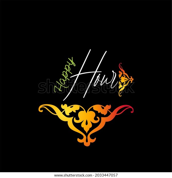 Happy Hour Text Banner Vector Illustration Stock Vector (Royalty Free ...