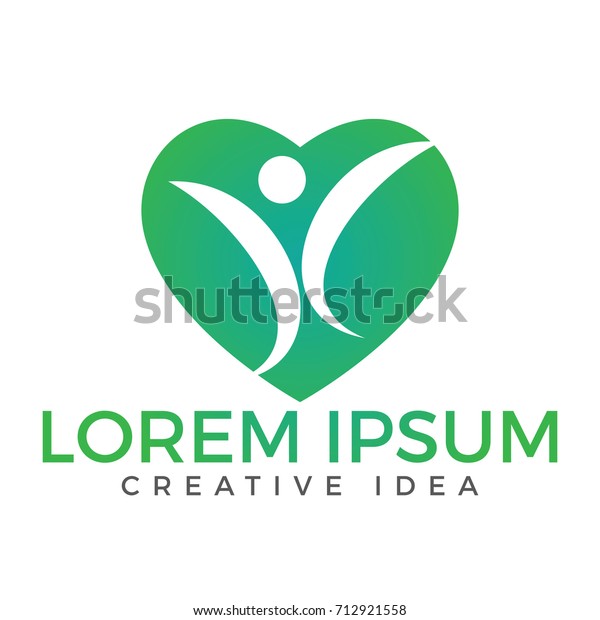 Happy Human Heart Shape Logo Design Stock Vector (Royalty Free ...