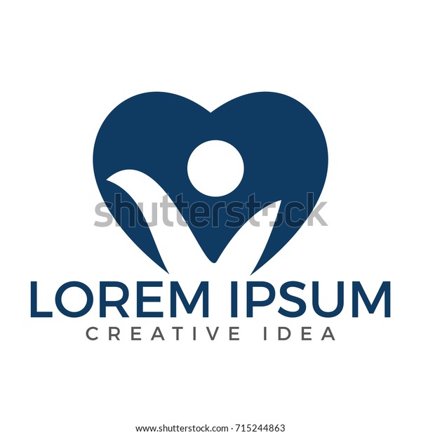 Happy Human Heart Shape Logo Design Stock Vector (Royalty Free ...