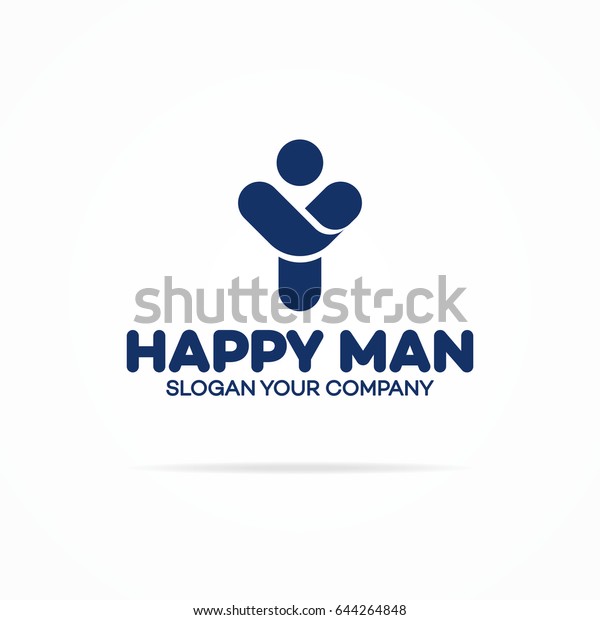 Happy Human Logo Cyan Color Silhouette Stock Vector (Royalty Free ...