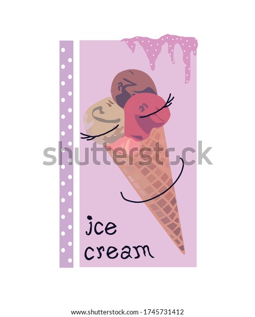 Happy Ice Cream Slogan Vector Soft Stock Vector (Royalty Free ...