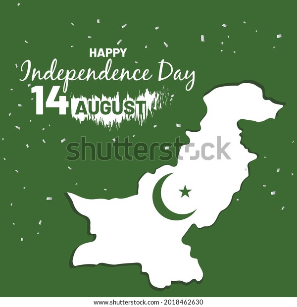 Happy Independence Day Pakistan Map Isolated Stock Vector (Royalty Free ...