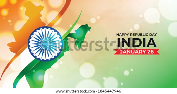 Happy Indian Republic Day Indian Map Stock Vector (Royalty Free ...