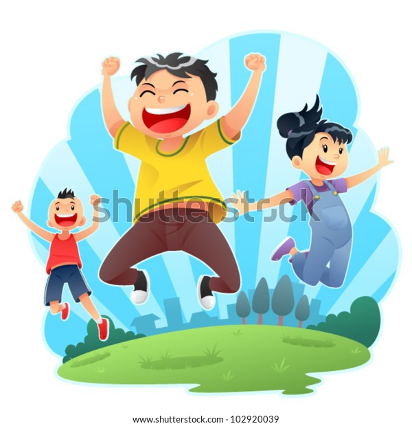 Happy Jumps Joyful Day Jumps Editable Stock Vector (Royalty Free) 102920039
