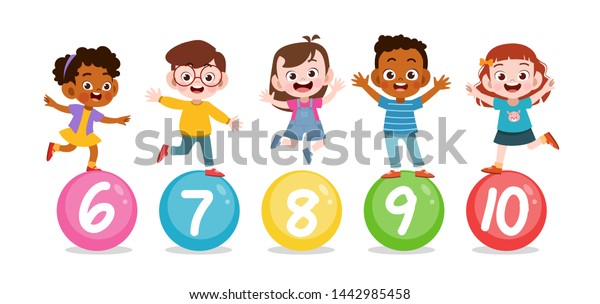 Happy Kid Jump Number Vector Illustration Stock Vector (Royalty Free ...
