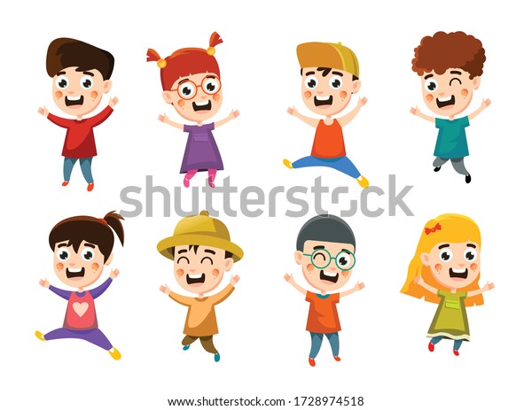Happy Kids Character Vector Design: เวกเตอร์สต็อก (ปลอดค่าลิขสิทธิ์ ...