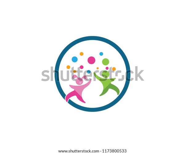 Happy Kids Logo Vector Illustration Stock Vector (Royalty Free) 1173800533