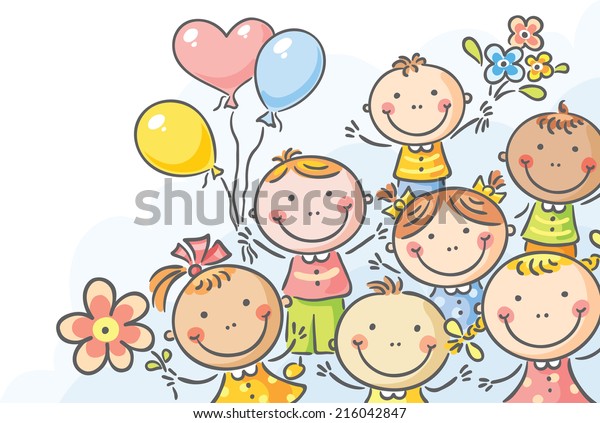 Happy Kids Lower Corner Your Design Stock Vector (Royalty Free ...