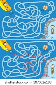 Happy Kids Pool Maze Maze Kids Stock Vector (Royalty Free) 1070826188 ...