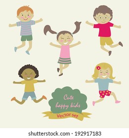 Happy Kids Vector Set Stock Vector (Royalty Free) 192917183