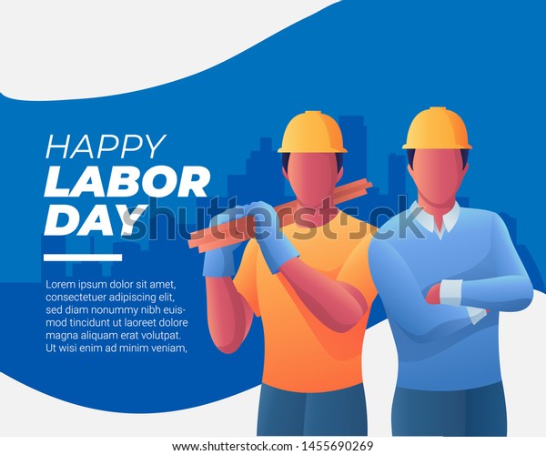Happy Labor Day Illustration Two Worker Stock Vector (Royalty Free ...