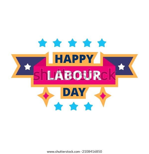 Happy Labour Day Red Blue Color Stock Vector (Royalty Free) 2108416850 ...