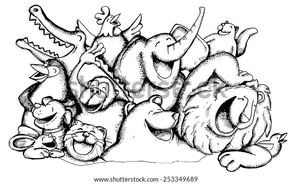 Happy Laughing Animals Stock Vector (Royalty Free) 253349689 | Shutterstock