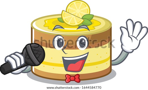 Happy Lemon Cake Singing On Microphone Stock Vector (Royalty Free ...