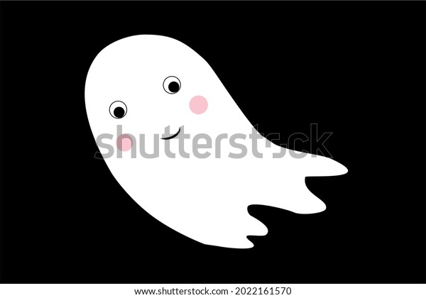 Happy Little Cute Ghost Flying Around Stock Vector (Royalty Free ...