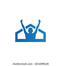 Happy Man Blue Silhouette Vector Stock Vector (Royalty Free) 1011098128 ...