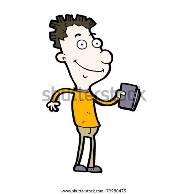 Happy Man Holding Something Cartoon Stock Vector (Royalty Free ...