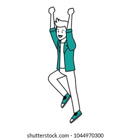 Happy Man Jumping Cartoon Stock Vector (Royalty Free) 1044970300 ...
