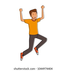Happy Man Jumping Cartoon Stock Vector (Royalty Free) 1044970282
