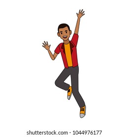 Happy Man Jumping Cartoon Stock Vector (Royalty Free) 1044970282
