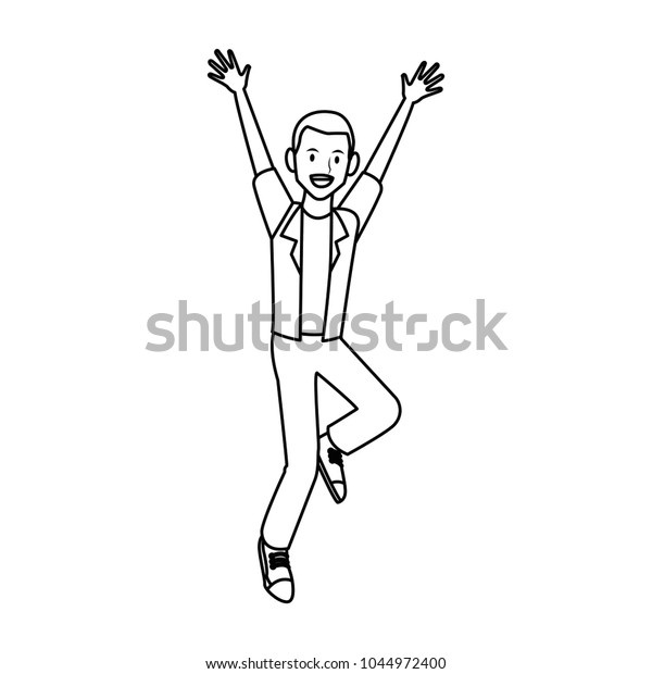 Happy Man Jumping Cartoon Stock Vector (Royalty Free) 1044972400 ...