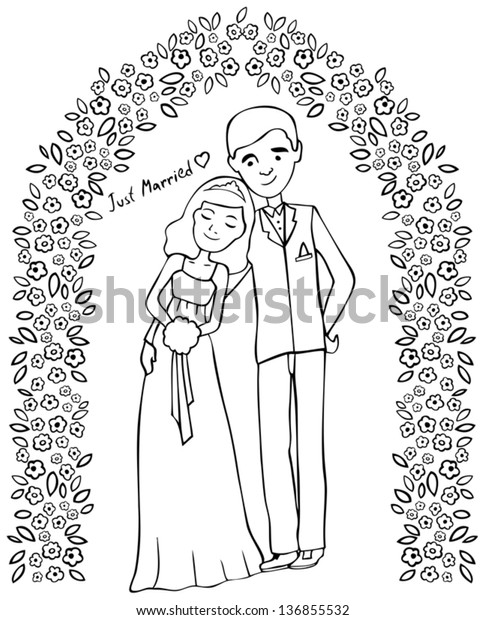 Happy Married Couple Sketch Stock Vector (Royalty Free) 136855532