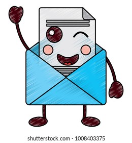Happy Message Envelope Kawaii Icon Image Stock Vector (Royalty Free ...