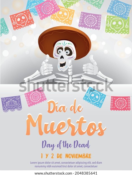 Happy Mexican Skull Charro Hat Design Stock Vector (Royalty Free ...