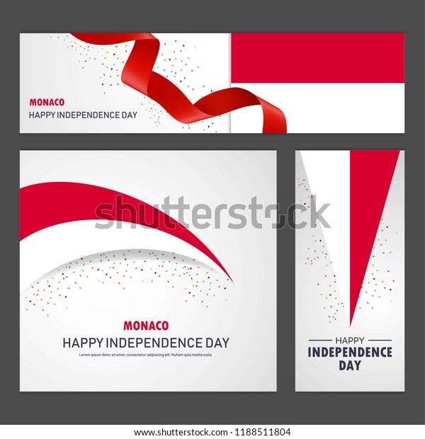 Happy Monaco Independence Day Banner Background Stock Vector (Royalty ...