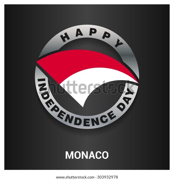 Happy Monaco Independence Day Flag Metal Stock Vector (Royalty Free ...