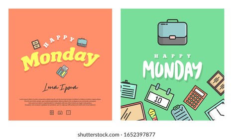 Happy Monday Work Background Illustration Stock Vector (Royalty Free ...