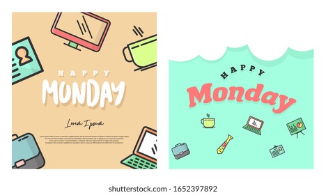 Happy Monday Work Background Illustration Stock Vector (Royalty Free ...