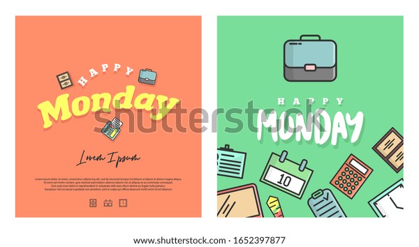 Happy Monday Work Background Illustration Stock Vector (Royalty Free ...
