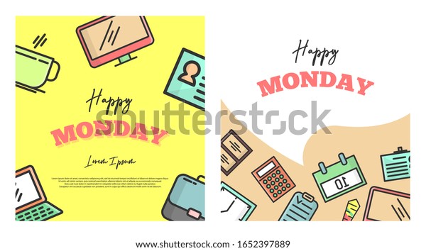 Happy Monday Work Background Illustration Stock Vector (Royalty Free ...
