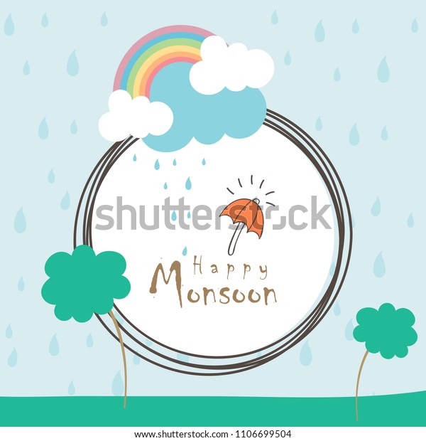 Happy Monsoon Creative Greeting Card Design Stock Vector (Royalty Free ...