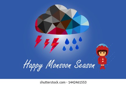 Happy Monsoon Vector Illustration Cloud Storm Stock Vector (Royalty ...