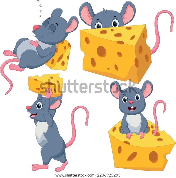 Happy Mouse Cartoon Set Isolated On Stock Vector (Royalty Free ...
