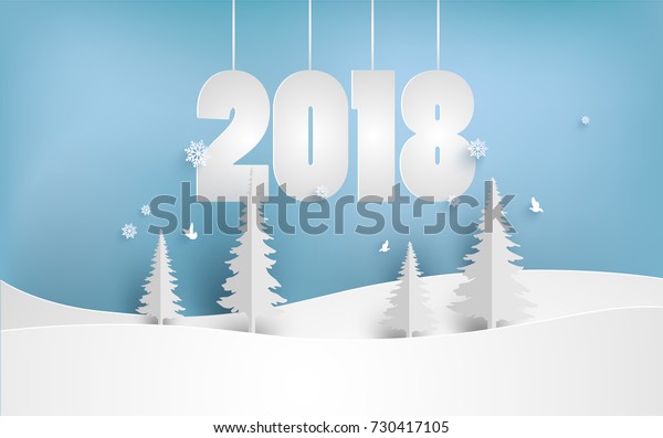 Happy New Year 2018 Design Paper Stock Vector (Royalty Free) 730417105