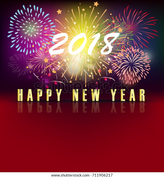 Happy New Year 2018 Greeting Card Stock Vector (Royalty Free) 711906217
