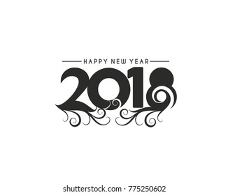 Happy New Year 2018 Text Design Stock Vector (Royalty Free) 775250602 ...
