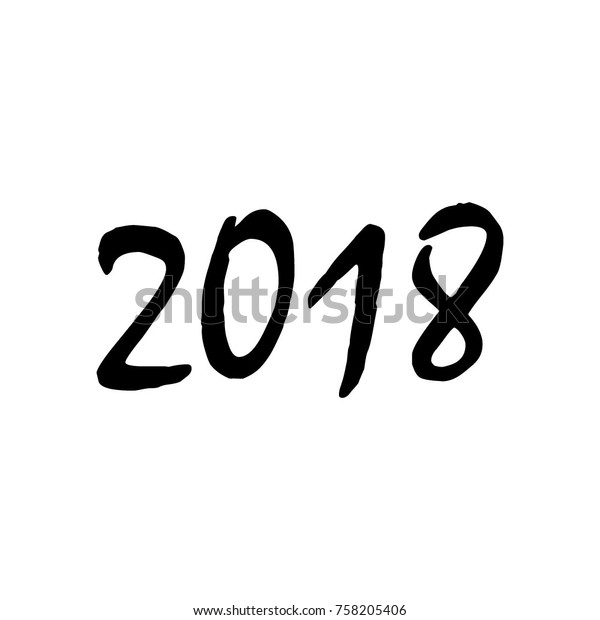 Happy New Year 2018 Text Design Stock Vector (Royalty Free) 758205406