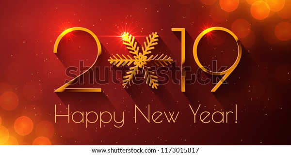 Happy New Year 2019 Text Design Stock Vector (Royalty Free) 1173015817
