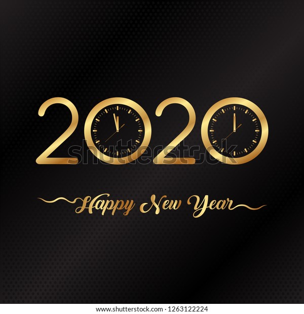 Happy New Year 2020 Clock Design Stock Vector (Royalty Free) 1263122224