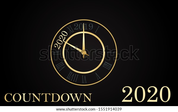 Happy New Year 2020 Clock Golden Stock Vector (Royalty Free) 1551914039 ...