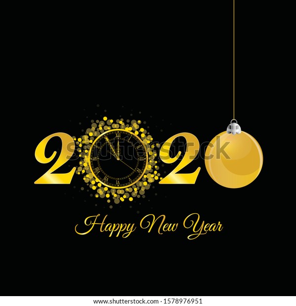 Happy New Year 2020 Clock Gold Stock Vector (Royalty Free) 1578976951 ...