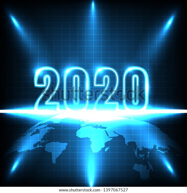Happy New Year 2020 Technology Abstract Stock Vector (Royalty Free ...