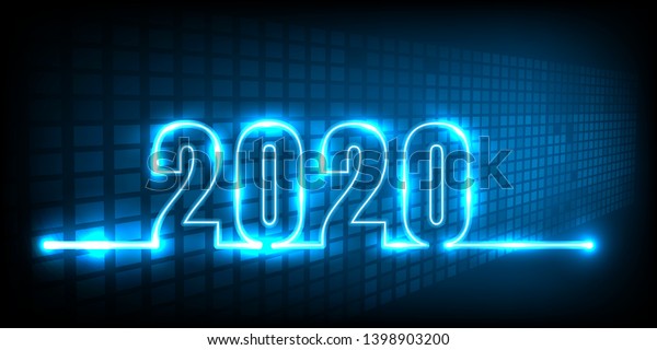 Happy New Year 2020 Technology Abstract Stock Vector (Royalty Free ...