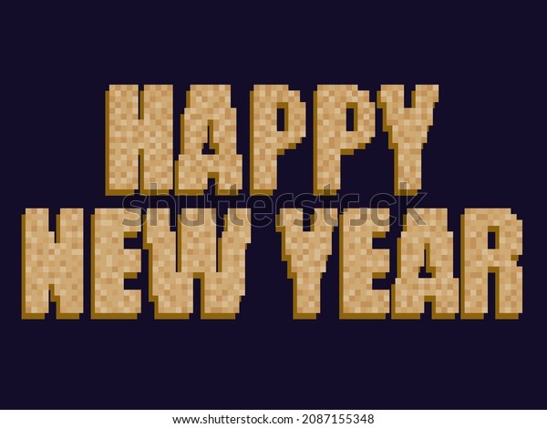 Happy New Year Pixel Art Style: เวกเตอร์สต็อก (ปลอดค่าลิขสิทธิ์ ...